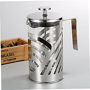 Mikinona 304 Heat Resistant Coffee Pot Concentrated Coffee Multi-function Coffee Pot Filter Teapot Machine Espresso Coffee Filter Pot Espresso Ground Coffee Fashion Coffee Pot Silver