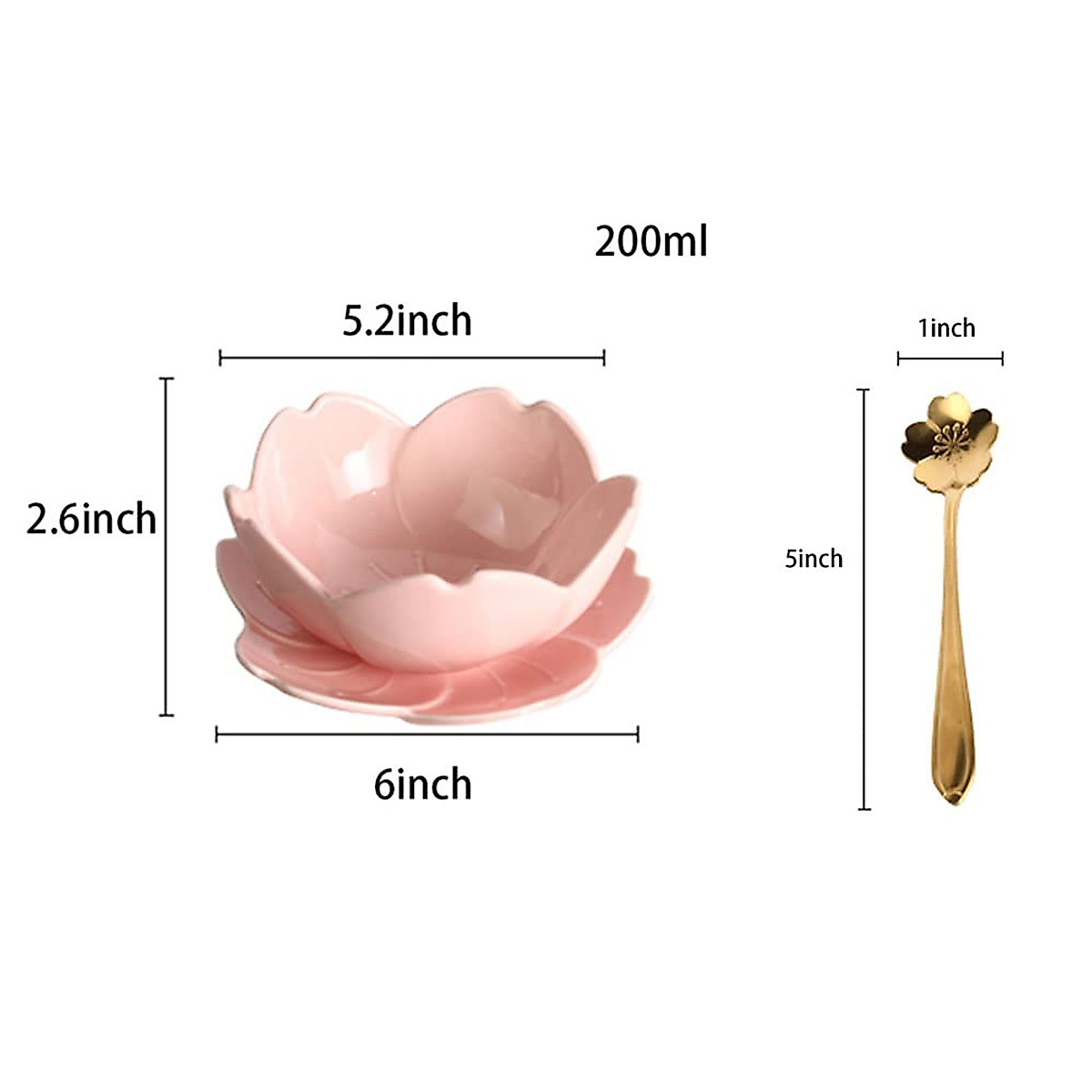 123Arts Sakura Bowl Saucer Set, Ceramic Relief Dessert Bowl Soup Bowl Salad Plate Set