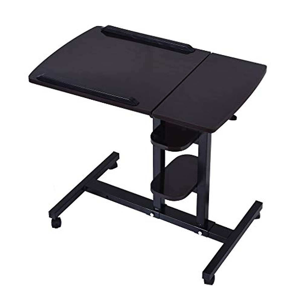 Small Desks for Home Office Small Spaces Bedside Sofa Computer Working Reading Writing Desk Folding Adjustable Mobile Standing Table (Black)