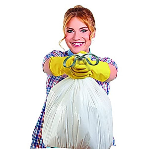 Aluf Plastics 18 Gallon 2.0 MIL White Drawstring Trash Bags - 25" x 28" - Pack of 50 - For Home, Outdoor, Industrial, & Commercial