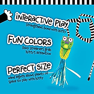 FAT CAT Interactive Cat Toys - Tadpole Cat Wand Stuffed with 100% Organic Catnip