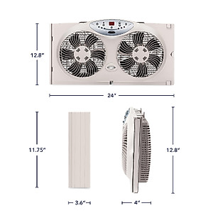 Bionaire Window Fan with Twin 8.5-Inch Reversible Airflow Blades and Remote Control, White
