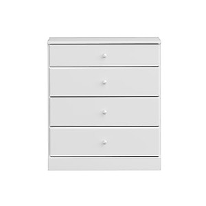 Prepac Astrid Simplistic 4-Drawer Dresser for Bedroom, Functional Bedroom Dresser Chest of Drawers 18.25" D x 30" W x 34" H, White, WDBR-0401-1