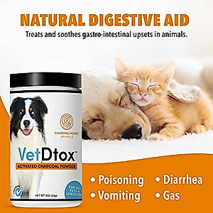 VetDtox 1qt Activated Charcoal Powder for All Kinds of Pets & Livestock, Dog, Cat, Chicken, Horses and More - for Diarrhea, Gas Relief, Liver Support