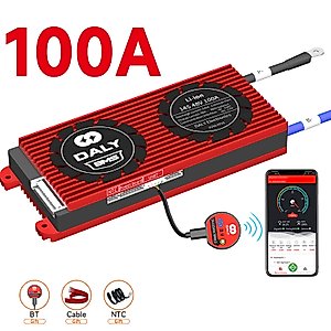 DALY Smart BMS Li-ion 48V 14S 100A with UART Communication, Resetting Bluetooth Module,Common Port for RV Lithium Power Rated 3.7V Converter (Smart BMS,100A)