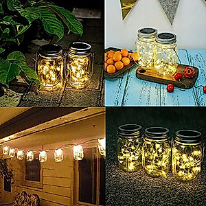 Ruifaya Solar Power Mason Jar Lid Lights LED Waterproof Fairy Decor String Wedding Outdoor Christmas De Party Garden L4Y7 L Light Lights