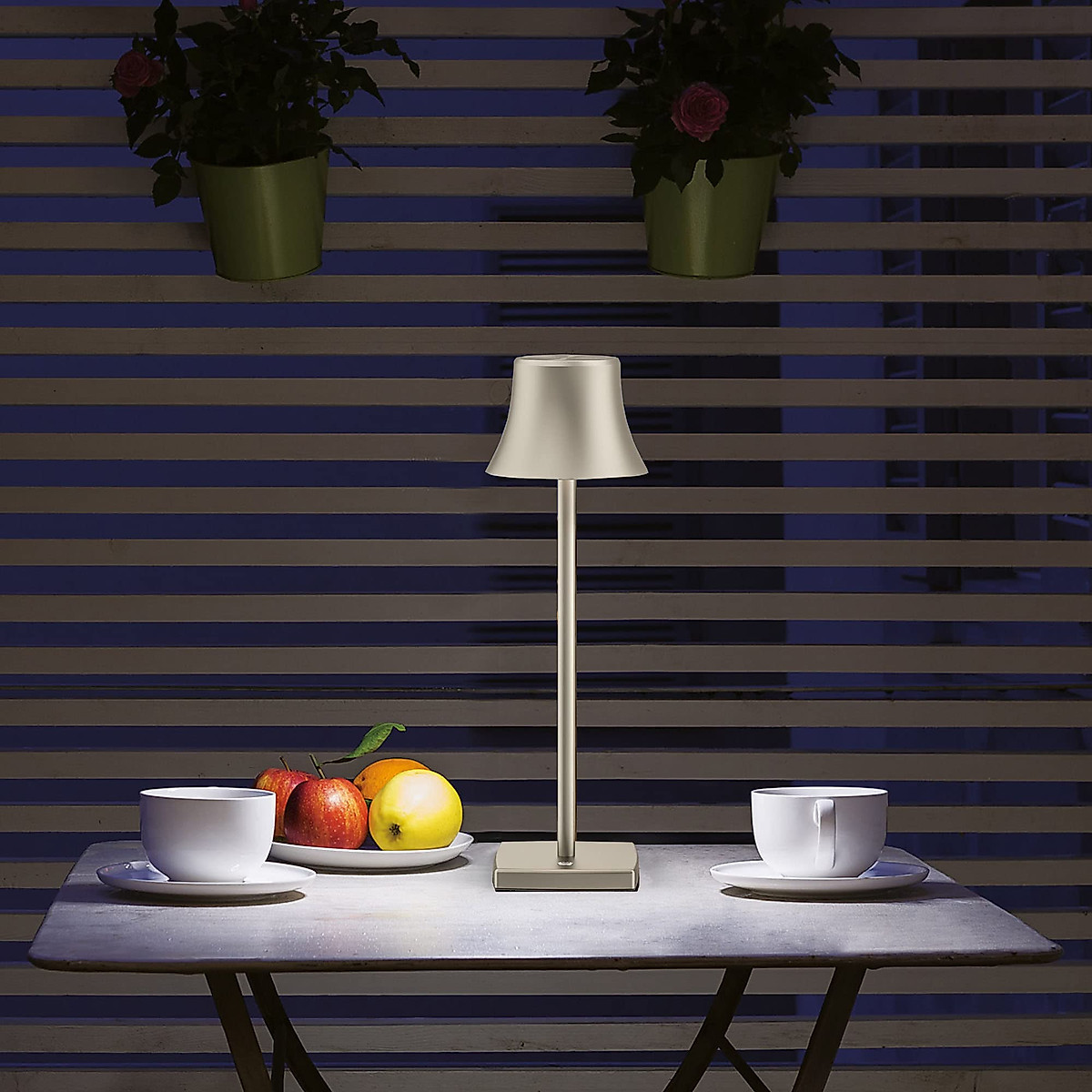 YIBEN Cordless Table Lamp, Rechargeable Battery 5000mAh Metal Aluminum Housing USB LED Portable Powered Desk Lamp , 2 Levels Brightness Night Light for Restaurants Bars (2pack Square Base White)