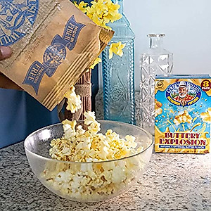 Cousin Willie's Microwave Popcorn Bags, Buttery Explosion (4 Boxes, 12 Bags), Gourmet Popcorn Boxes for Party, Whole Grain Popcorn, Gluten Free, Low Calorie Healthy Snack, Made in USA, non-GMO