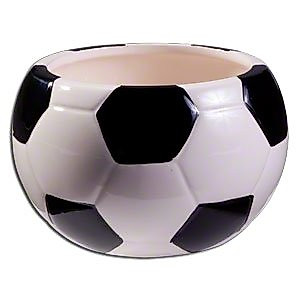 Decorative Ceramic Soccer Ball Planter/Candy Dish, Black & White, Medium, 3.5" x 3"