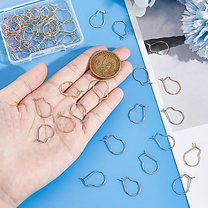 UNICRAFTALE About 60 Pieces 3 Colors Stainless Steel Earring Hooks Metal Ear Wire Mixed Color Wire Earring Hooks Jewelry Earring Findings for DIY Earring Jewelry Making 18x13x0.8mm