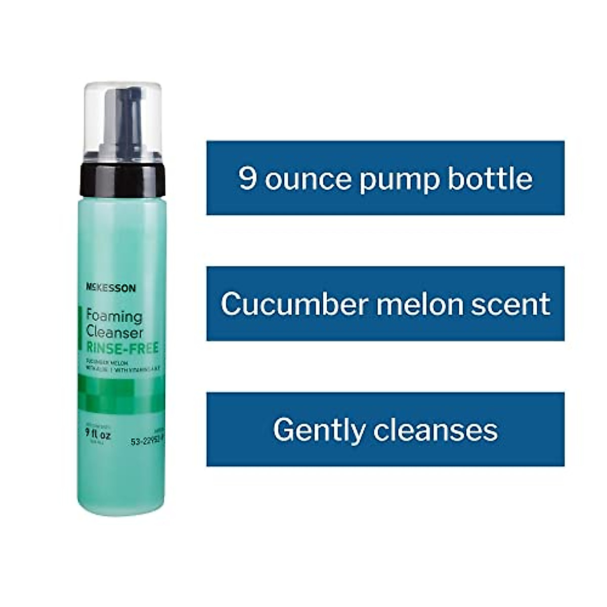 McKesson Foam Cleanser with Aloe, Rinse-Free, Vitamin A and E, Cucumber Melon Scented, 9 oz, 1 Count