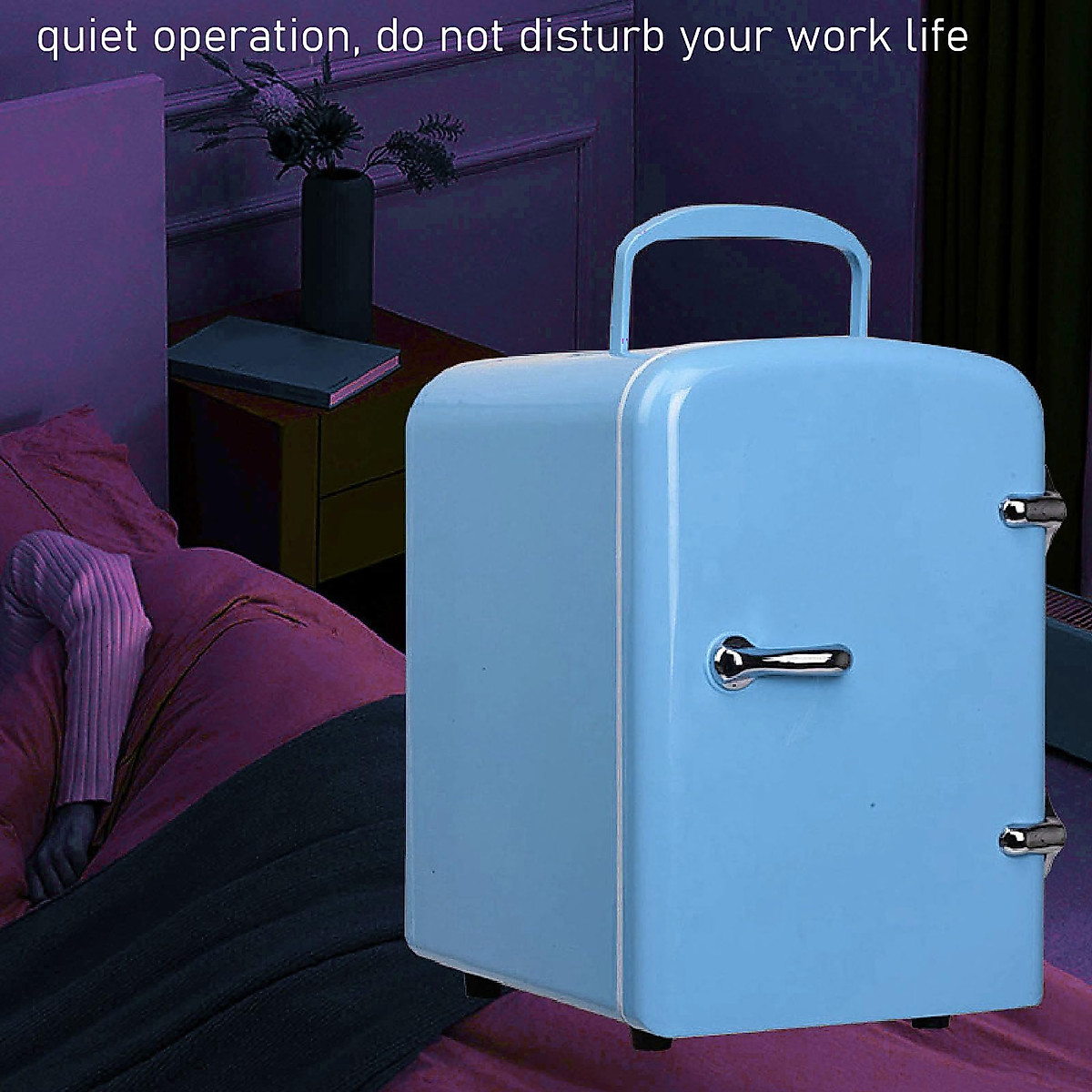 Skincare Fridge, 4L DC12V Mini Portable Compact Personal Fridge Cooler and Warmer, 36W Cosmetic Makeup Mini Fridge for Skin Care, Car Cooler for Bedroom, Dorm, Office, Car, Home (Blue)