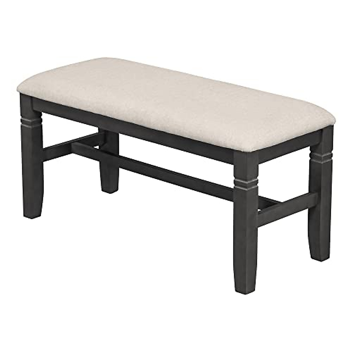 WOZNLA Room 6-Piece Farmhouse Dining Set | Rustic Wood Table with Cushioned Chairs, Bench, and Sturdy Base | Family-Friendly Kitchen Furniture | Comfortable Seating for Memorable Meals, Gray