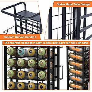 yeshine 32 Can Spray Paint Cart Spray Paint Storage Rack Metal Spray Can Holders Heavy Duty Spray Paint or Lube Can Aerosol Can Holder Spray Paint Can Rack Organizer for Garage and Craft Workroom