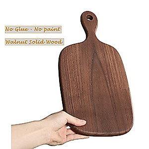 Muso Wood Small Cutting Board with Handle, Walnut Wooden Chopping Boards for Bread, Vegetables & Fruits, Dinner Cheese Board with Hole(15.2x7.3 Inches)