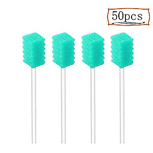 (50 Pack) Disposable Oral Swabs, Sterile Dental Sponge Swabsticks Unflavored for Mouth & Gum Cleaning