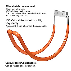 Yoniccal Garden Hose Holder Water Hose Hanger Wall Mounted,304Stainless Steel Solid Hose Hook Holds Up to 150Ft Garden Hose, Expandable Hose, Water Hose Orange