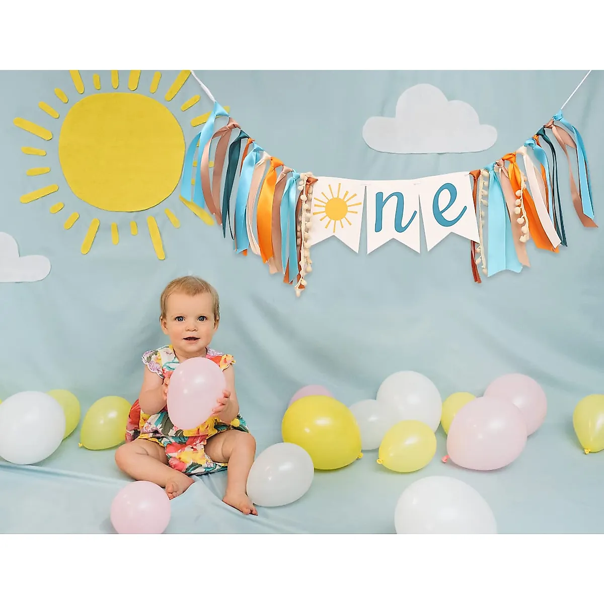 You Are My Sunshine High Chair Banner - Sun Themed First Birthday Party Decorations For Boy, Boho Sun 1st Birthday Party Favor, Modern Sun One Garland For High Chair, Baby Boy Shower Supplies