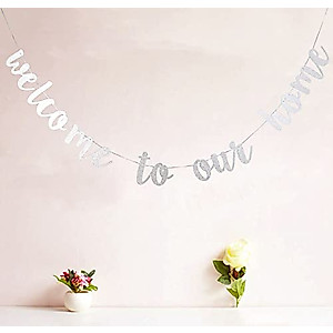 StarsGarden Silver Glitter Welcome to Our Home Banner for Housewarming Patriotic Military Decoration Family Party Supplies Cursive Bunting Photo Booth Props Sign(Silver Welcome Home), SG-22N448