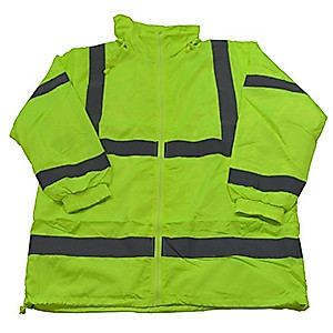 Petra Roc LWB-C3-XL ANSI Class 3 Green Wind Breaker Jacket, X-Large, Lime
