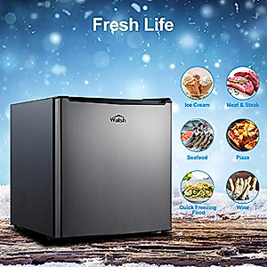 Walsh WSR17S5 Compact Refrigerator, 1.7 Cu.Ft Single Door Fridge, Adjustable Mechanical Thermostat with Chiller, Reversible Doors, Stainless Steel Look