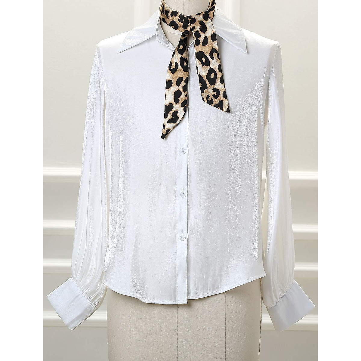 Allegra K Skinny Scarf Womens Thin Long Neckscarf Fashion Leopard Print Hairband Waistband Bag Handle Accessory Light Brown 1 Pcs