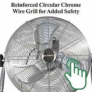 Optimus Industrial Grade 3-Speed High-Velocity Fan, 18 Inches, Chrome, F-4182