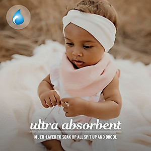 Kishu Baby Indi GOTS Organic Infinity Scarf Bib Set - 4-Way Reversible, 8 Layer Muslin Drool Bibs (Daybreak)