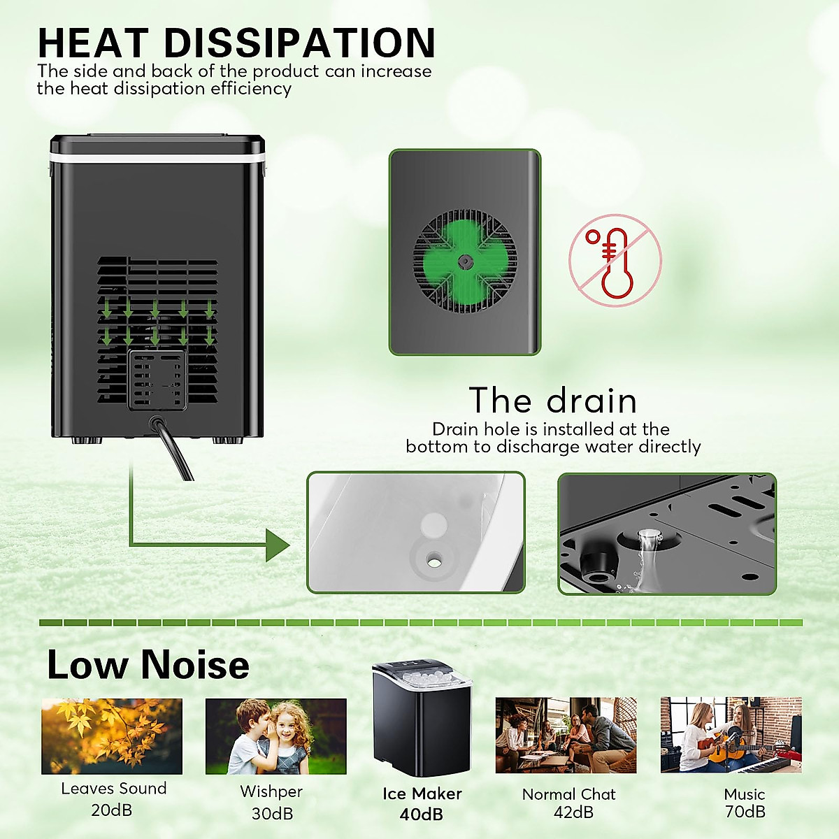 Zvoutte Portable Countertop Ice Maker Machine - Self-Cleaning Ice Makers with Ice Scoop and Basket, 9 Cubes in 8-10 mins, 26 lbs/24 Hours, for Home/Kitchen/Bar/Office/Camping (Black)