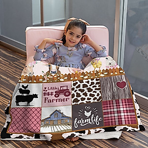 MUCHNEE New Baby Blankets for Girls, Farm Animals Baby Blankets for Kids, Newborn Baby Parents Gift, Baby Girl Blanket 40x30in, Cute Cow Blanket for Nursery Décor, Baby Birthday Gifts