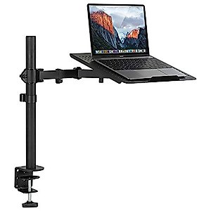 Mount-It! Laptop Desk Stand Mount | Articulating Vented Laptop Tray Mount | Fully Adjustable Laptop Arm Mount | Single Laptop Desk Extension with C-Clamp | Heavy-Duty Laptop Desk Stand (MI-4352LT)