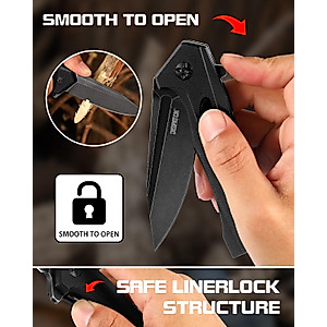 Dispatch Folding Pocket Knife with Clip, 3.58 Inch 8Cr13MoV Steel Clip Point Blade with G10 Handle, Tactical Pocket Knife for Men Outdoor Camping Hunting Hiking Survival Pocketknife