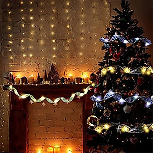YUNAIYI Christmas Decor Ribbon Light Strings Extra Long 5M 50 Lights Battery Powered Enengy-Saving Waterproof Fairy Led Strip Lights for Bedroom Patio Garden Party Home Christmas Decoration, White