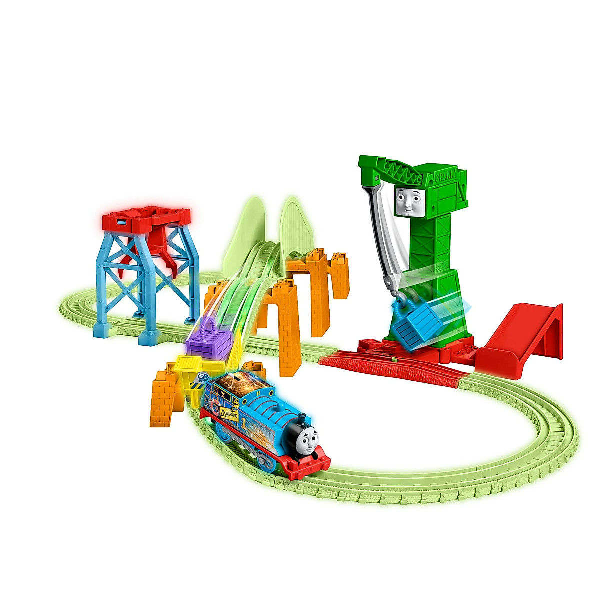 Thomas & Friends Trackmaster Hyper Glow Night Delivery Track Set with Hyper Glow Thomas Motorized Train Engine