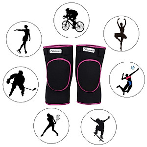 Bezioner Knee Pads Volleyball,Thick Sponge Anti-Slip,Dance Knee Pads for Women Yoga Basketball Football Youth Girls Black and Pink S