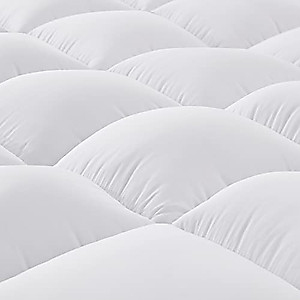 Mattress Pad King Size, Premium Soft Quilted Extra Thick Pillow Top Mattress Topper with Fluffy Down Alternative Fill,Mattress Cover with Elastic Deep Pocket, Strethes Up to 21”