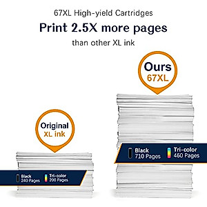 Colorking Remanufactured Ink Cartridge Replacement for HP 67XL 67 XL for HP Envy 6055 6055e 6075 Deskjet 2755 2755e 2752 Deskjet Plus 4155 4155e 4158 Envy Pro 6455 6452 Printer (1 Black, 1 Tri-Color)