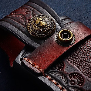 Hand Made Carved Cow Leather Sheath For Folding Knife Cover Pouch Belt Clip Cowboy style Fashion Style Bag