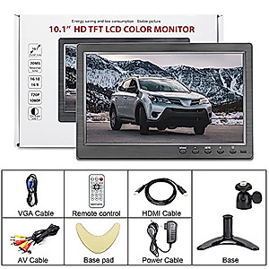 OSCY 10.1 inch HD 1024x600 Monitor, HDMI Monitor, Small Monitor, with AV VGA BNC USB HDMI Input, Touch Keys, Built-in Speakers, Remote Control for Raspberry Pi PC