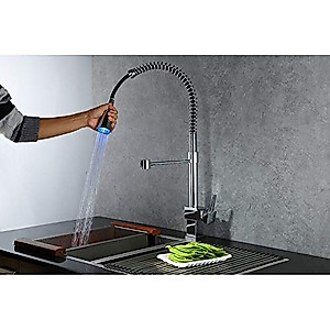Sumerain S6046CL Single Handle Deck Mount LED Kitchen Faucet, Chrome