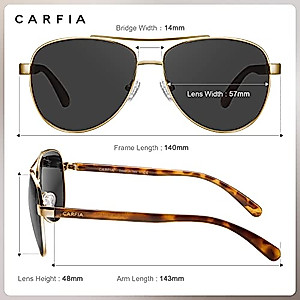 CARFIA Retro Trendy Pilot Sunglasses for Women Polarized UV Protection, Lightweight Outdoor Driving Lady Sunnies Metal Frame