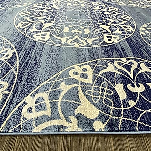 LUXE WEAVERS Cambridge 4073 Blue 8x10 Mandala Rug