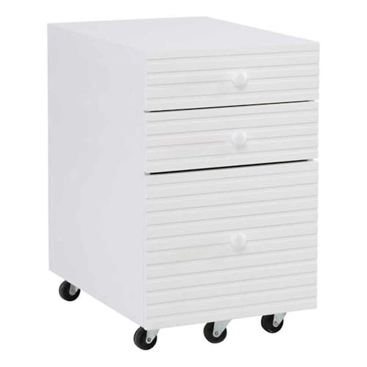 Linon Sway Wood File Cabinet with 3 Drawers Rolling Castors in Pure White