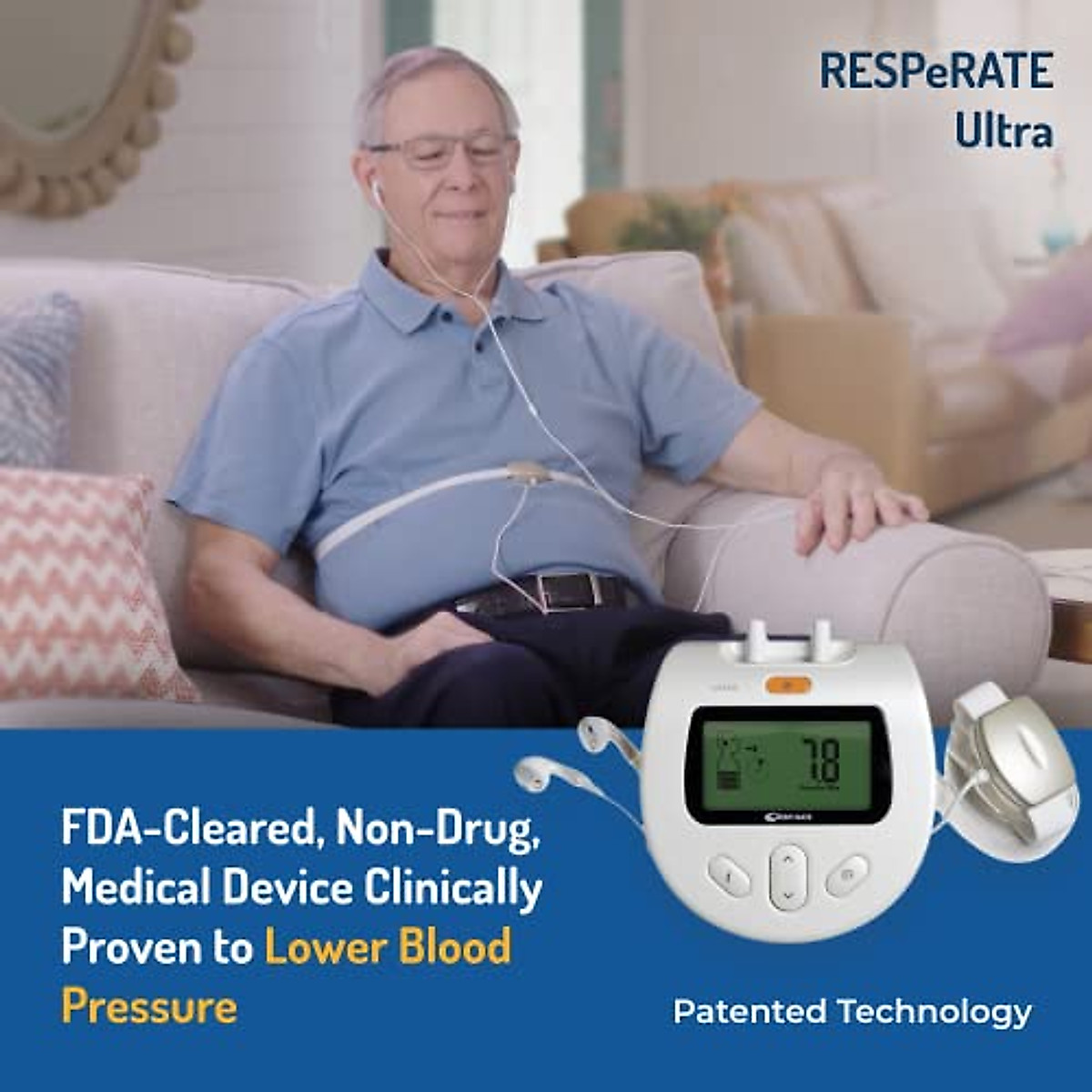 RESPeRATE Ultra Blood Pressure Lowering Device - Doctor Recommended Non-Drug Medical Device - Clinically Proven to Lower Blood Pressure Naturally - Just 15 Minutes a Day - FSA/HSA Eligible Product