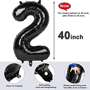 Number 2 Balloon 40 Inch Giant Two Balloon Number Birthday Decorations, 2nd 12 21st Party Celebration Decorations Graduations Anniversary Baby Shower