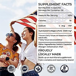 SIRUNES Marine Collagen Peptides, 120 Capsules - Fish Collagen Supplements for Women, Great for Hair, Skin, Nails, Joints & Bones - Made in USA