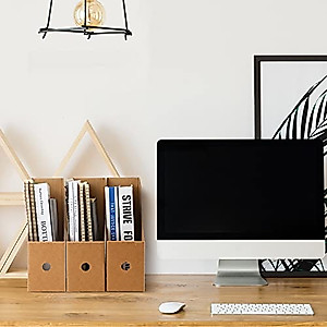 24 Pcs Magazine Holder Magazine File Holder Paper Folder Document Magazine Organizer Desk Magazine Storage Box Cardboard Book Bins for School Office Desk Supplies, 10.6 x 10.2 x 3.5 Inch（Brown）