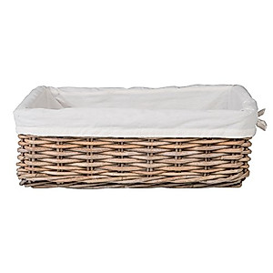 Kouboo Kobo Rattan Shelf and Storage Basket with Removable Liner, Gray, Small Size