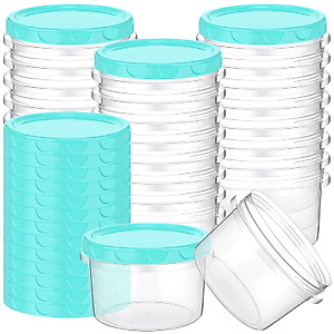 Suclain 24 Pcs 8.5 oz Meal Container Twist Cap Food Storage Containers Sturdy Plastic Snack Containers Reusable Round Freezer Containers for Food Lunch(Blue)