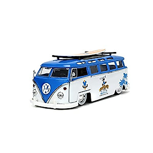Jada Toys Disney Mickey and Friends 1:24 Volkswagen T1 Bus Die-cast Car w/ 2.75" Mickey Mouse Figure, Toys for Kids and Adults